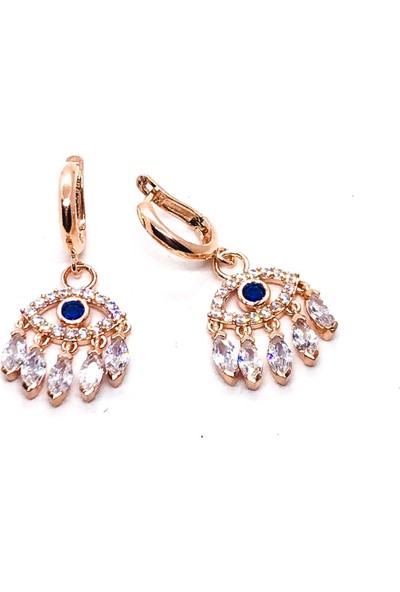 Nisa 925 Ayar Gümüş Zirkon Taşlı Kirpikli Göz Küpe