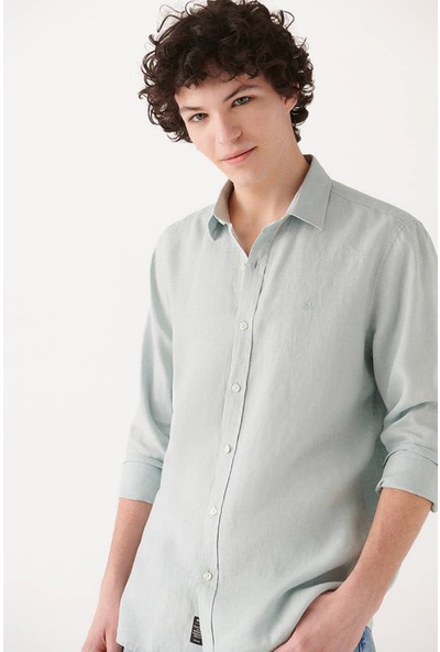 Mavi Erkek Mavi Keten Gömlek 021190-70819