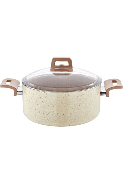 Luwi Shopping Krem Renkli 24 cm Granit Derin Tencere Luwi Shopping Krem Renkli 24 cm Granit Derin Tencere
