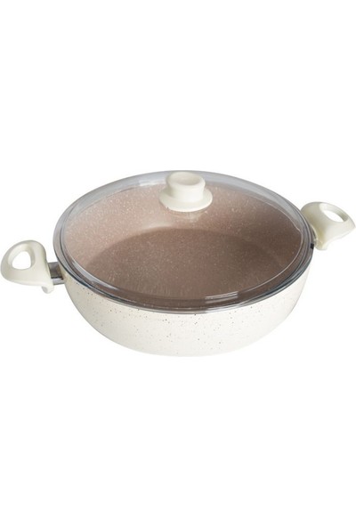 Luwi Shopping Demoonji Krem Somon 24 cm Granit Basık Tencere Luwi Shopping Demoonji Krem Somon 24 cm Granit Basık Tencere