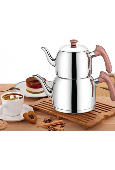 Özkent K-392 Vista Orta Boy Sade Çaydanlık Takımı Rosegold