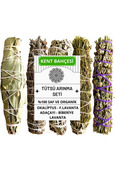 Kent Bahçesi 5 Li Arınma Tütsü Seti Adaçayı + Biberiye + Lavanta + Okaliptus + F. Lavantası Kent Bahçesi 5 Li Arınma Tütsü Seti Adaçayı + Biberiye + Lavanta + Okaliptus + F. Lavantası