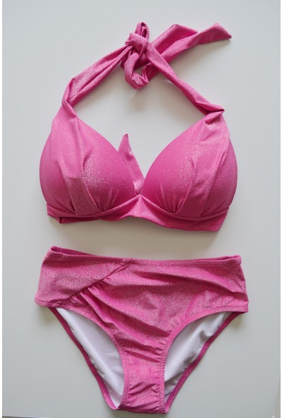 Beria Kadın Yarım Dolgulu Simli Pembe Bikini Takımı Beria Kadın Yarım Dolgulu Simli Pembe Bikini Takımı