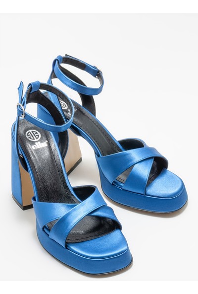 Elle Shoes Mavi Kadın Topuklu Sandalet