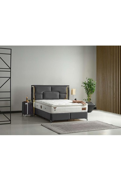 Rehome Madrid Black Çift Kişilik Baza Başlık Yatak Seti