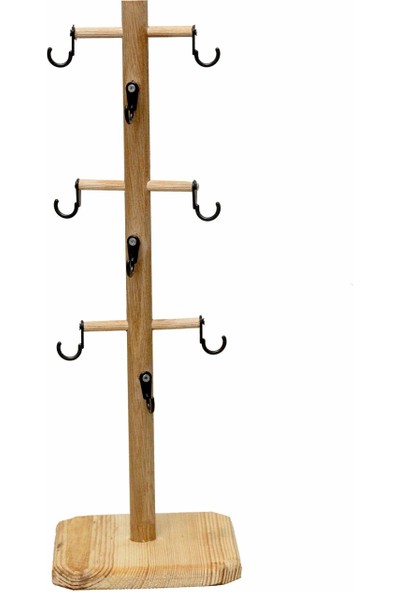 Butik Wooden Ahşap Dekoratif 12'li Kupa Askısı (Tezgah Üstü ve Tasarım Ürün)