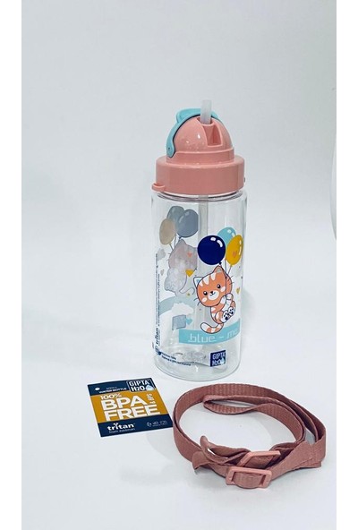 Gıpta Pastel Pembe Blue-Me Tritan Desenli Pipetli Matara 500 ml Gıpta Pastel Pembe Blue-Me Tritan Desenli Pipetli Matara 500 ml