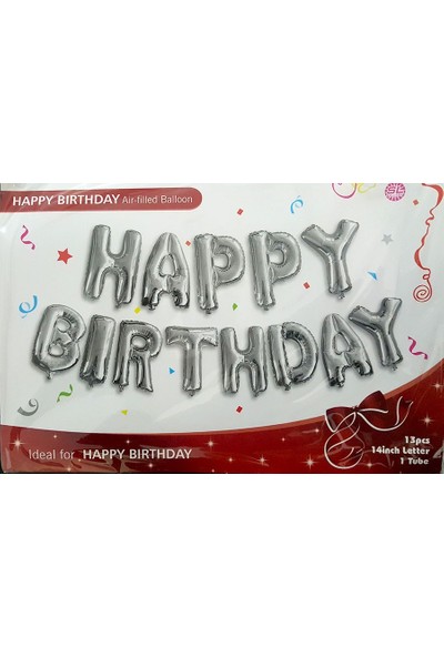 Toptan 55 Gümüş Renk Happy Birthday Folyo Doğum Günü Balonu 35 cm Toptan 55 Gümüş Renk Happy Birthday Folyo Doğum Günü Balonu 35 cm
