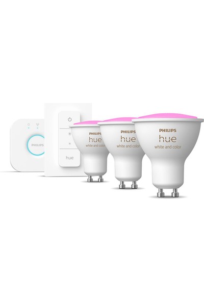 Philips Hue Renkli Akıllı Başlangıç Seti 3'lü Kumandalı 5 W GU10 Spot Bluetooth Philips Hue Renkli Akıllı Başlangıç Seti 3'lü Kumandalı 5 W GU10 Spot Bluetooth
