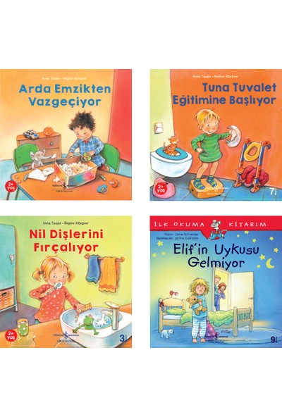 4 Kitaplık 2+ Yaş Eğitici Öykü Seti (Arda Emzikten Vazgeçiyor - Tuna Tuvalet Eğitimine Başlıyor - Nil Dişlerini Fırçalıyor - Elif’in Uykusu Gelmiyor) 4 Kitaplık 2+ Yaş Eğitici Öykü Seti (Arda Emzikten Vazgeçiyor - Tuna Tuvalet Eğitimine Başlıyor - Nil Dişlerini Fırçalıyor - Elif’in Uykusu Gelmiyor)
