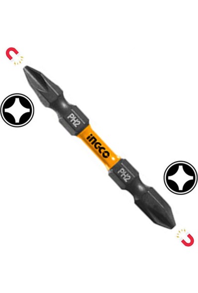 Ingco Çift Taraflı Bits Uç Ph2 65MM Yıldız Vidalama Ucu S2 Çeliği Ingco Çift Taraflı Bits Uç Ph2 65MM Yıldız Vidalama Ucu S2 Çeliği