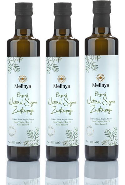Melinya Organik Zeytinyağı Erken Hasat Soğuk Sıkım ( Soğuk Pres ) Gerçek Zeytinyağı Cam Şişe 500 ml x 3 Adet Melinya Organik Zeytinyağı Erken Hasat Soğuk Sıkım ( Soğuk Pres ) Gerçek Zeytinyağı Cam Şişe 500 ml x 3 Adet