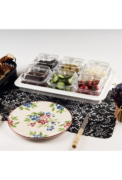 The Mask Elturko Kahvaltılık Seti Beyaz Tepsili Ayrı Kapaklı Kahvaltı Seti Akrilik 6 Ayrı Bölmeli The Mask Elturko Kahvaltılık Seti Beyaz Tepsili Ayrı Kapaklı Kahvaltı Seti Akrilik 6 Ayrı Bölmeli