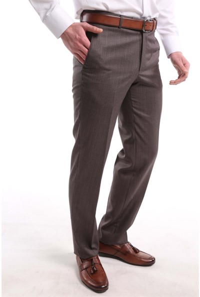 Intersivin Klasik Kesim Kahverengi Erkek Kumaş Pantolon