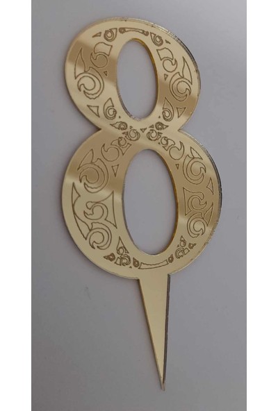 Doğum Günü 8 Rakam Gold Rengi Desenli Pasta Süsü Pleksi Doğum Günü 8 Rakam Gold Rengi Desenli Pasta Süsü Pleksi