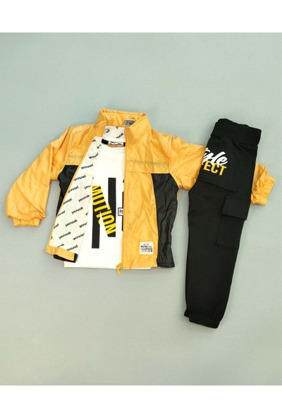 Minicombin No Perfect Yağmurluklu Üçlü Çocuk Takım 10288 Sarı