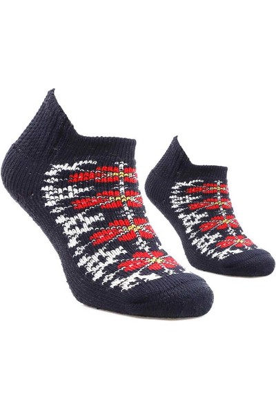 Desenli Kadın Örgü Çorap | Lacivert