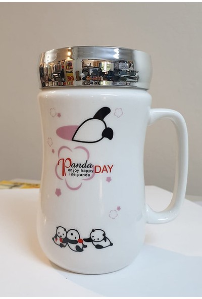 Panda Ayna Kapaklı Kupa Bardak Panda Ayna Kapaklı Kupa Bardak