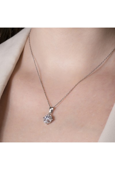 Wena Jewelry 925 Ayar Gümüş Özel Tasarım Çift Taşlı Kolye