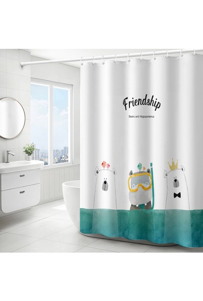 Yilegou Duş Perdesi Takımları Çizgi Film Resimleri Banyo Perdesi Kancalı Su Geçirmez Banyo Perdesi 72 x 72 Inç (Yurt Dışından)