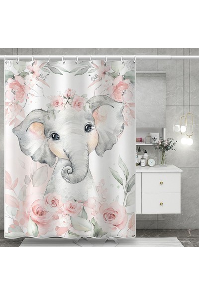 Yilegou Duş Perdesi 12 Kancalı Fil Duş Perdesi Takımları Banyo Için Su Geçirmez Duş Perdesi 72X72 Inç (Yurt Dışından)