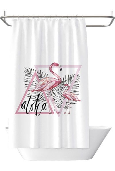 Yilegou Duş Perdesi 12 Kancalı Flamingo Duş Perdesi Takımları Banyo Için Su Geçirmez Duş Perdesi 72X72 Inç (Yurt Dışından)