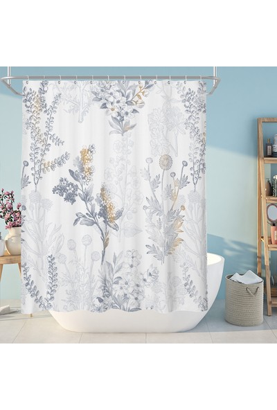 Yilegou Çiçek Duş Perdesi 12 Kancalı Duş Perdesi Takımları Banyo Için Su Geçirmez Duş Perdesi 72X72 Inç (Yurt Dışından)