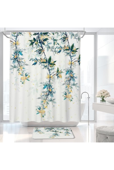 Yilegou Çiçek Duş Perdesi 12 Kancalı Duş Perdesi Takımları Banyo Için Su Geçirmez Duş Perdesi 72X72 Inç (Yurt Dışından)
