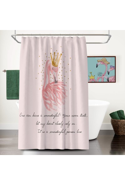 Yilegou Duş Perdesi 12 Kancalı Duş Perdesi Takımları Banyo Için Su Geçirmez Duş Perdesi Flamingo 72X72 Inç (Yurt Dışından)