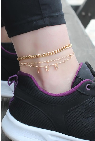 Clariss Minimal Yıldız Detay Çoklu Zincir Halhal