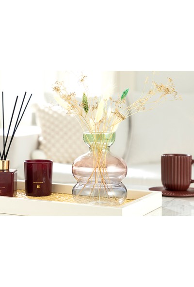 English Home Rena Vazo 12X16 cm Pembe - Yeşil - Mavi English Home Rena Vazo 12X16 cm Pembe - Yeşil - Mavi