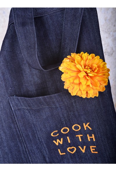 Huali Denim Mutfak Önlüğü Boyundan Ayarlanabilir Cepli 87X66CM