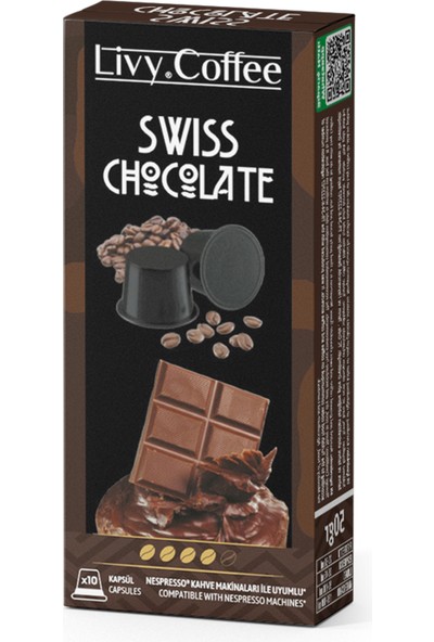 Livy Coffee Swiss Chocolate Aromalı Nespresso Uyumlu Kapsül Kahve 10 Kapsül Livy Coffee Swiss Chocolate Aromalı Nespresso Uyumlu Kapsül Kahve 10 Kapsül