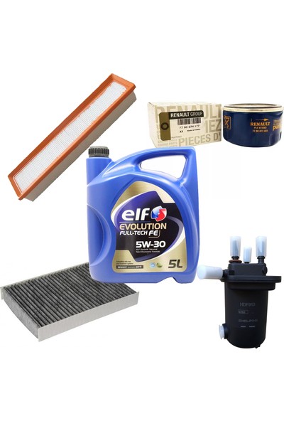 Oto Deposu Renault Kangoo 1 1.5 Dci Filtre Bakım Seti 61-65-70-80-85 Bg Model 2001-2008 [karbon 4+1-OTODEPOSUSET2029H]