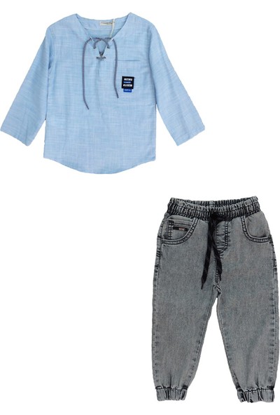Mutlu Kids Erkek Çocuk Jogger Pantolon Gömlek Lüks Takım / 3-5 Yaş