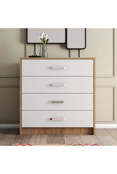 Mezza Grande 4 Çekmeceli Şifonyer Sepet - Beyaz 3606