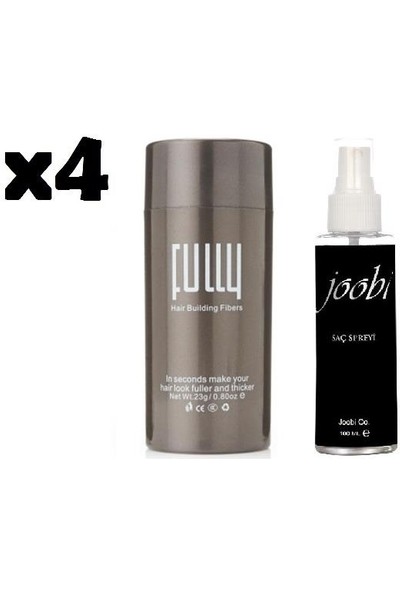 4 Adet Fully Saç Tozu Orta Kahve + 100 ml Joobi Sprey Set