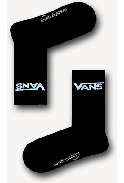 Neşeli Çoraplar Black Vans Off The Wall Desenli Atletik Erkek Çorap Neşeli Çoraplar Black Vans Off The Wall Desenli Atletik Erkek Çorap