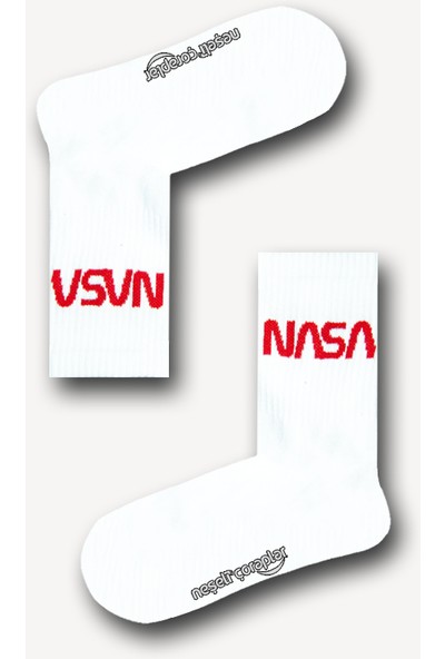 Neşeli Çoraplar Nasa Desenli Atletik Erkek Çorap
