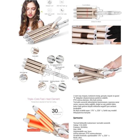 CVS Profesyonel Seramik Wag Su Dalgası Saç Maşası 220 Derece Fiyatı