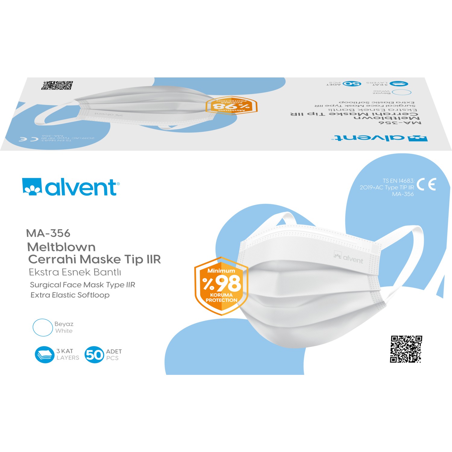 Alvent Meltblown Maske 150 Adet-Ma-356-Beyaz- Yeni Fiyatı