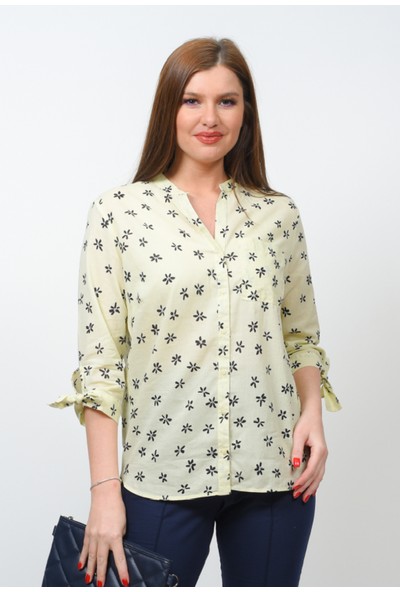 Renkli Papatya Desenli Pamuklu Truvakar Büyük Beden Gömlek Renkli Papatya Desenli Pamuklu Truvakar Büyük Beden Gömlek