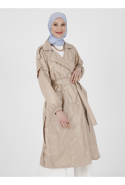 Refka Düğme Detaylı Trençkot - Bej - Refka Casual Refka Düğme Detaylı Trençkot - Bej - Refka Casual