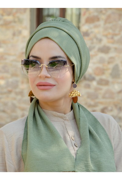 Aişe Tesettür Atkılı Bone - Yeşil - Aişe Tesettür