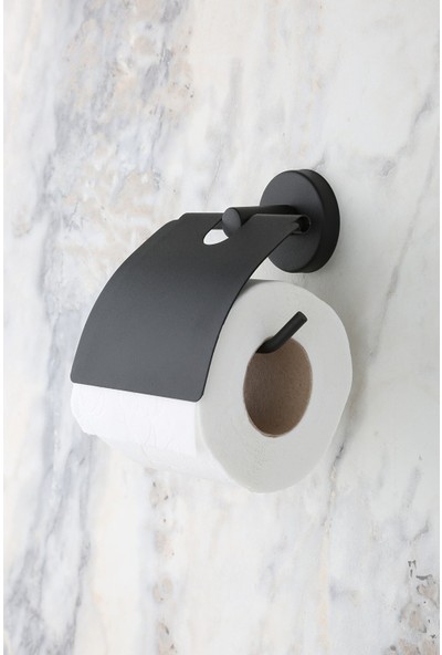Evotel Kapaklı Tuvalet Kağıtlığı Mat Siyah Evotel Kapaklı Tuvalet Kağıtlığı Mat Siyah