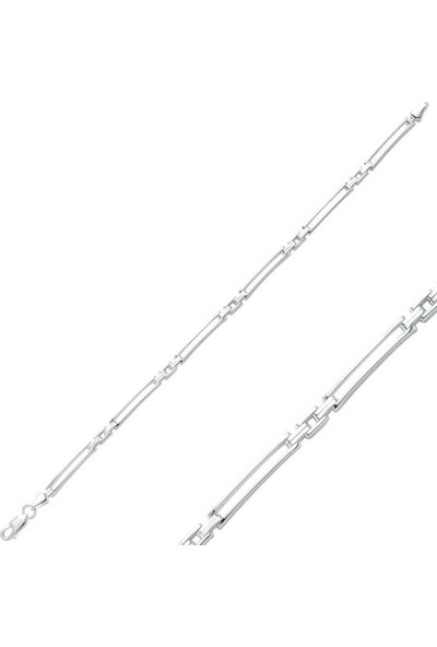 Gümüş Ince Çift Çizgili Erkek Bileklik