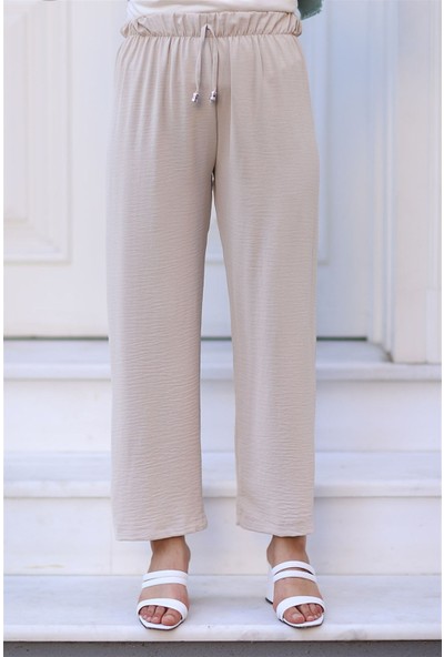 Yağmur Butik Keten Aerobin Bol Paça Pantolon Krem Yağmur Butik Keten Aerobin Bol Paça Pantolon Krem