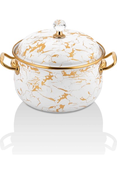 Dufy Beyaz Mermer Emaye Tencere 20 cm