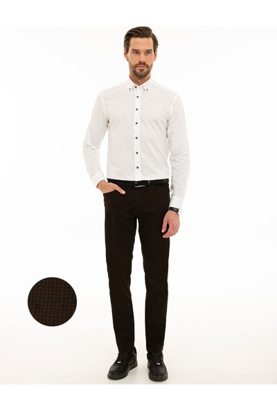 Pierre Cardin Koyu Kahverengi Slim Fit Chino Pantolon 50229216-VR084 Pierre Cardin Koyu Kahverengi Slim Fit Chino Pantolon 50229216-VR084