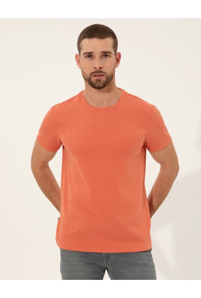 Pierre Cardin Turuncu slim Fit Bisiklet Yaka  t-Shirt 50249814-VR204